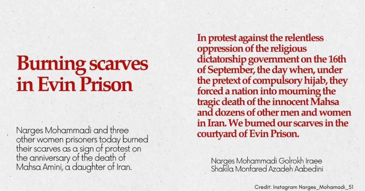 Women Prisoners Burn Headscarves in Evin Prison Courtyard | revcom.us